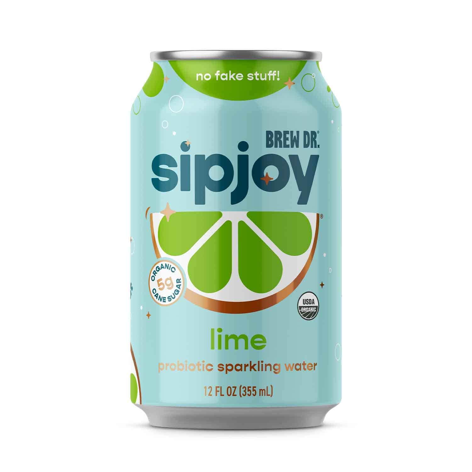 Organic Probiotic Sparkling Water, Lime, 12 Fl Oz