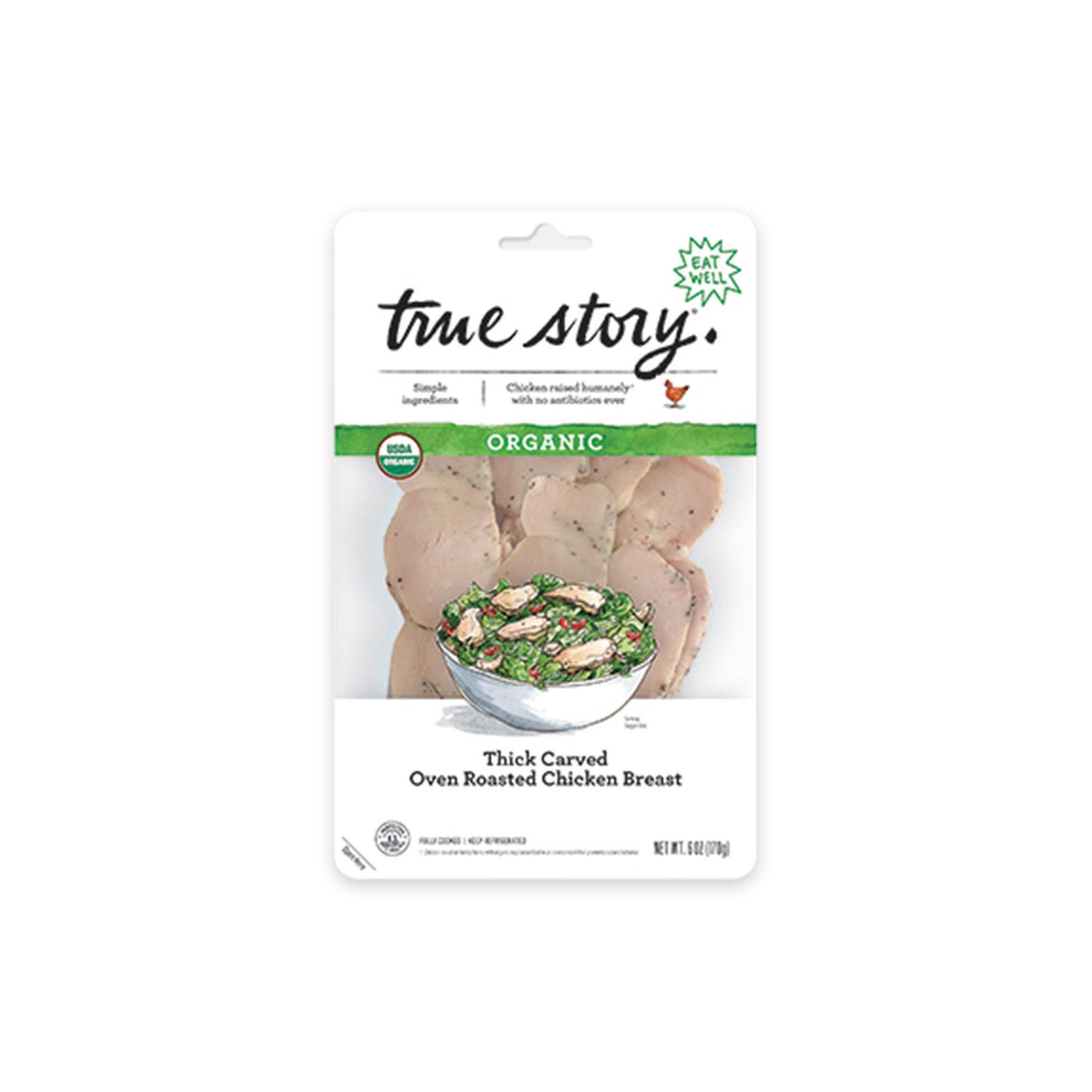 Organic Chicken Breast, Thick-Cut, Oven Roasted, 6 Oz