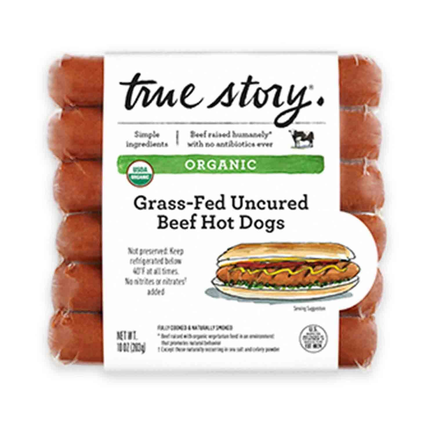 Organic Beef Hot Dogs, Grass-Fed Uncured, 10 Oz