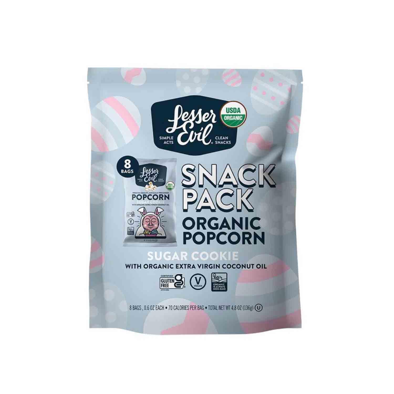 LesserEvil Organic Sugar Cookie Multi-Pack Popcorn 4.8 oz (8 ct)