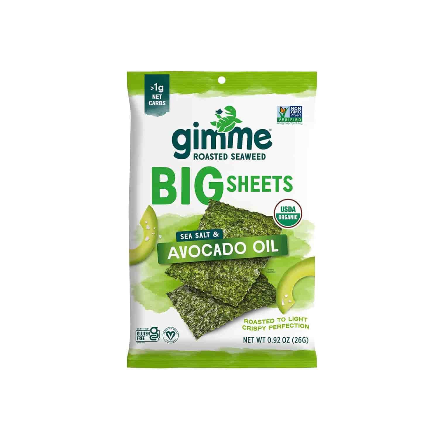 Get gimMe Organic Seaweed Sheets Avocado Oil Roasted Sea Salt Delivered Misfits Market