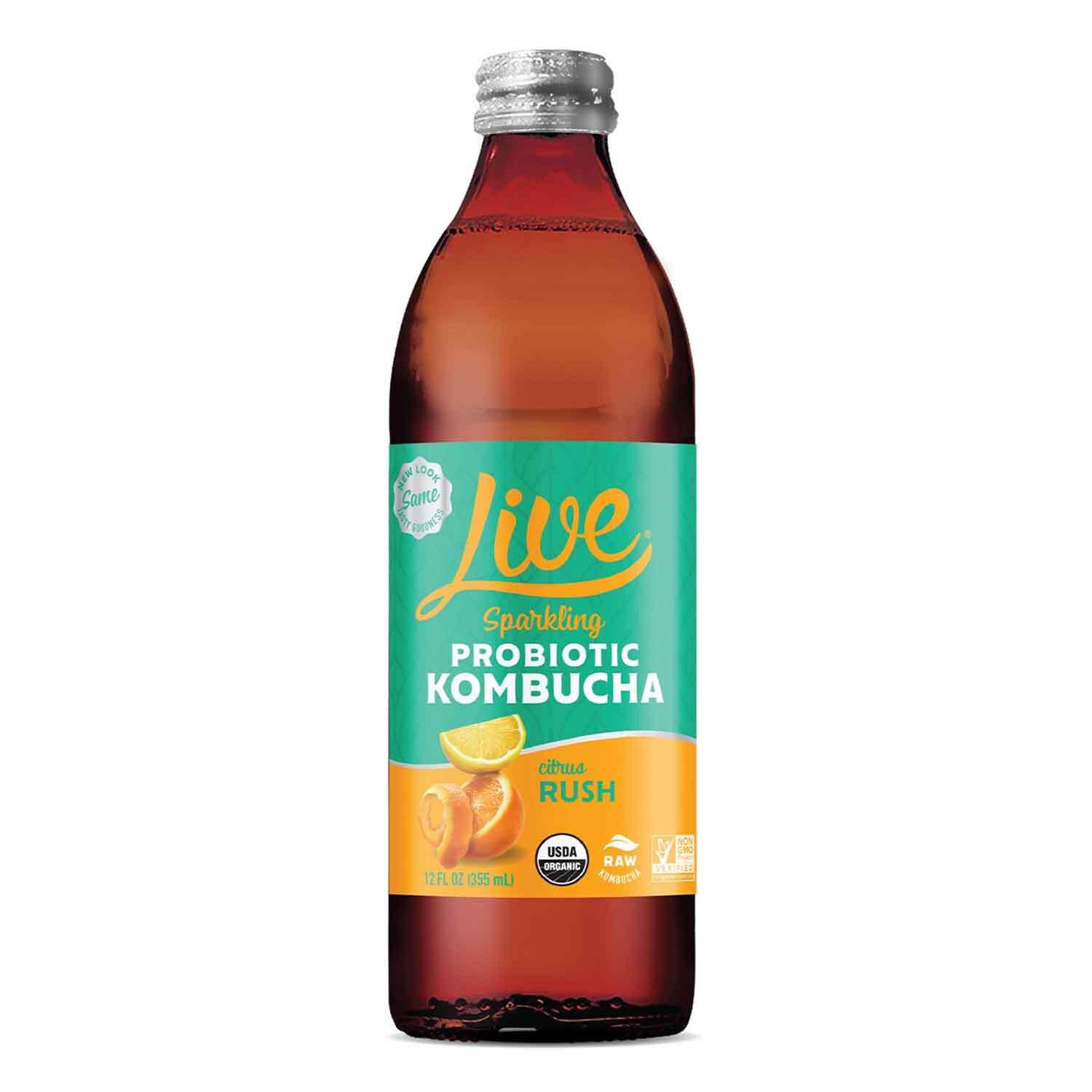 Sparkling Probiotic Kombucha, Citrus Rush, 12 Fl Oz