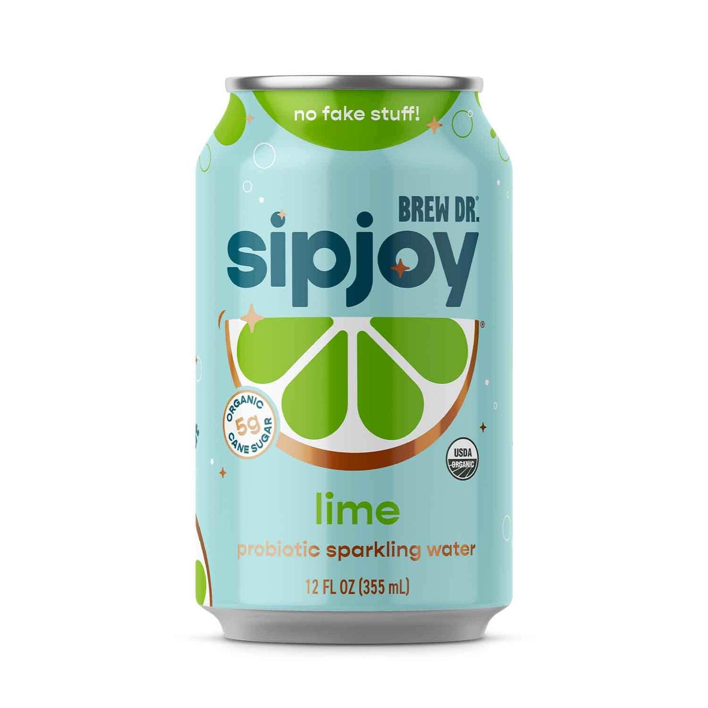 Organic Probiotic Sparkling Water, Lime, 12 Fl Oz