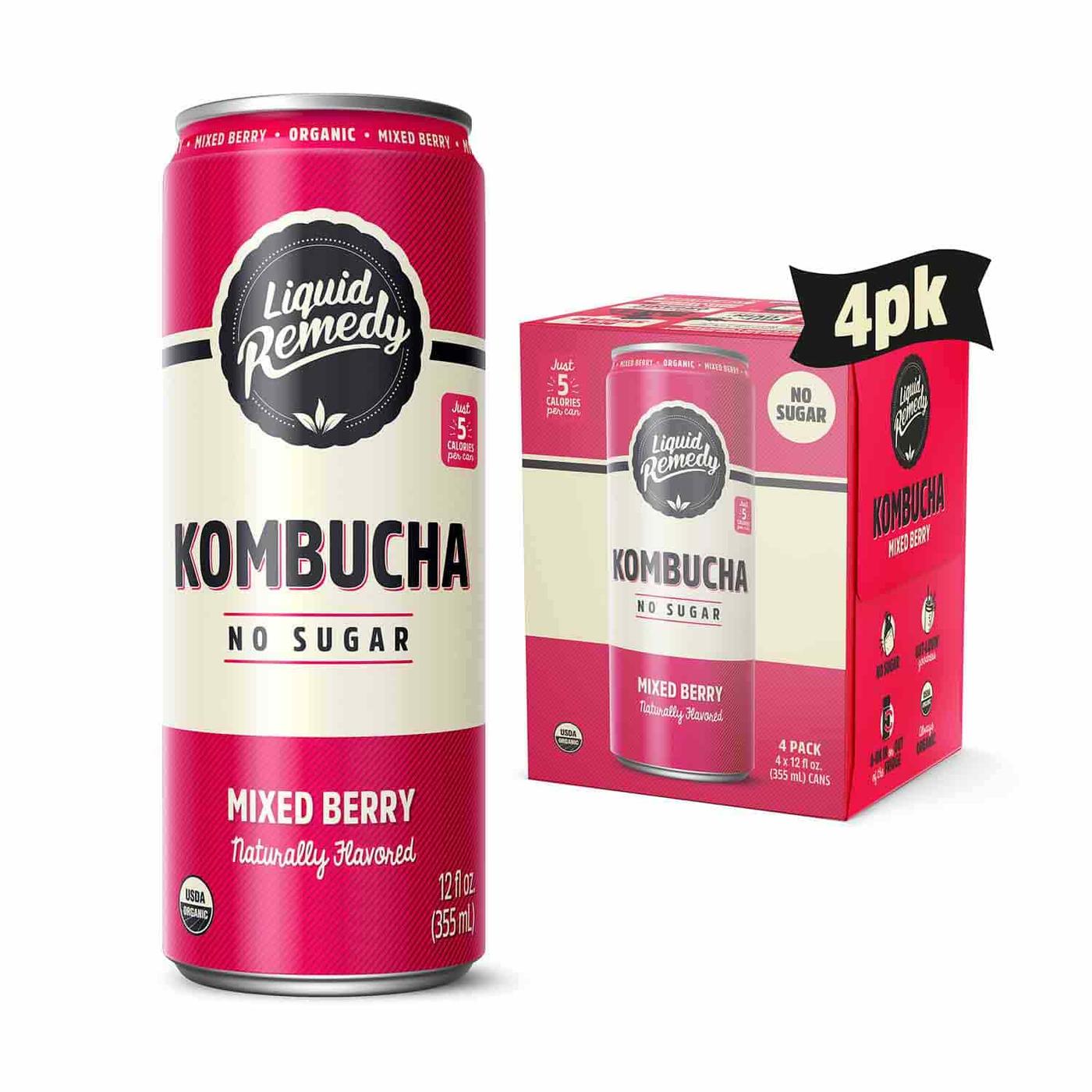 Kombucha, Mixed Berry, 4 Ct