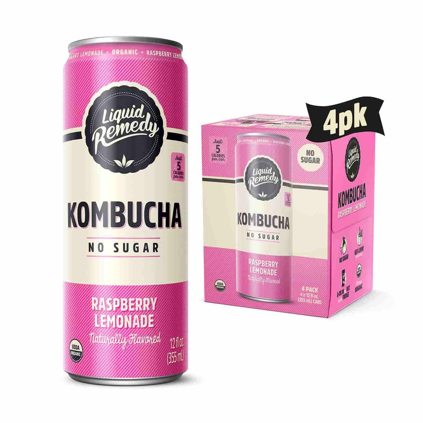 Kombucha, Raspberry Lemonade, 4 Ct