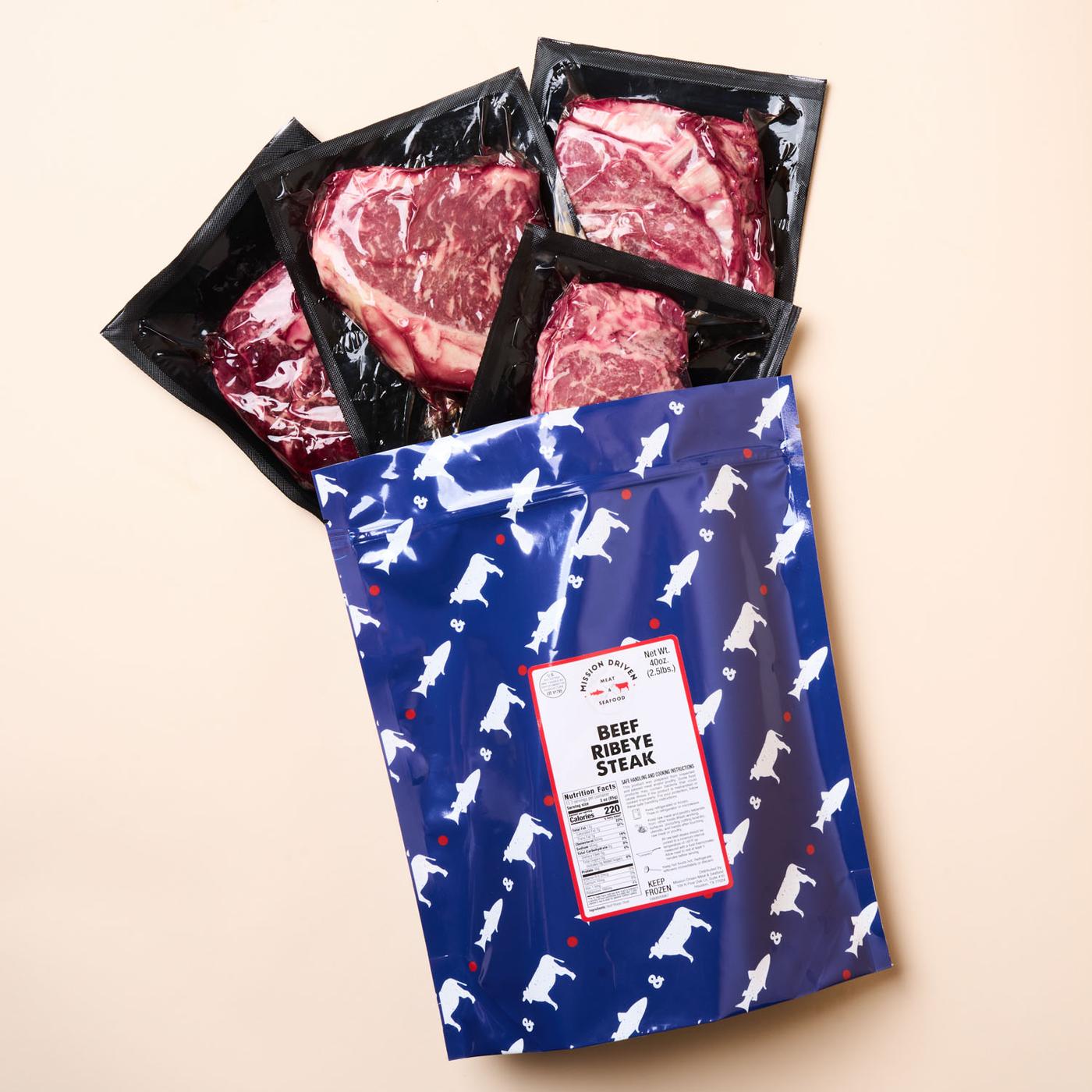 Beef Ribeye Steak Bundle, USDA Prime, 4x10 Oz, 40 Oz