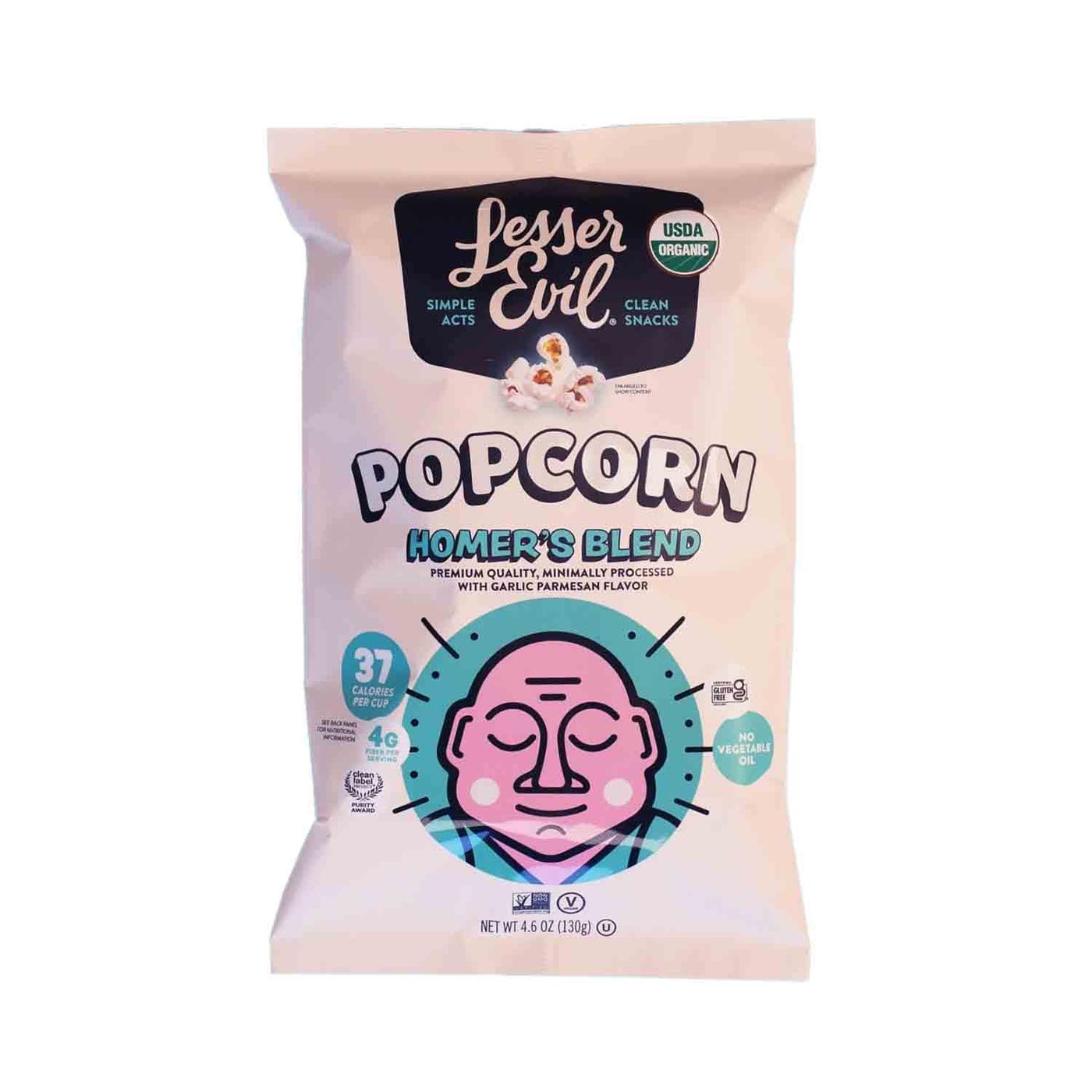 Organic Popcorn, Homer's Blend, Savory Garlic Parmesan, 4.6 Oz